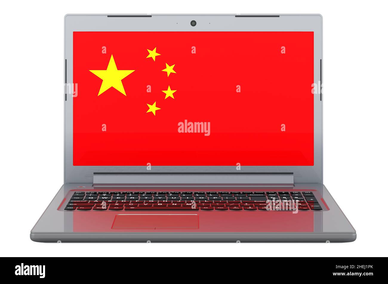 Chinese flag on laptop screen. 3D illustration isolated on white ...