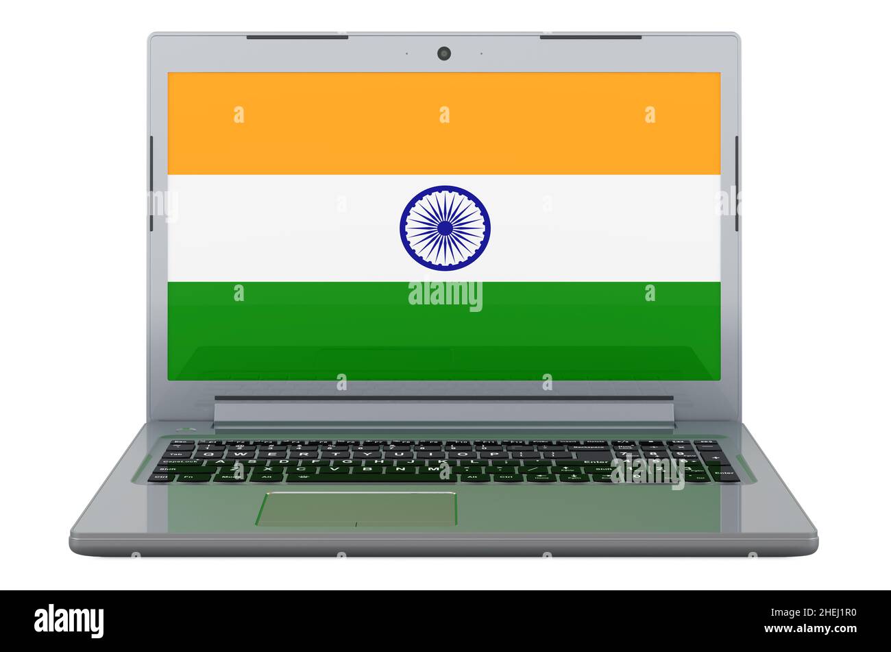 Indian flag on laptop screen. 3D illustration isolated on white ...