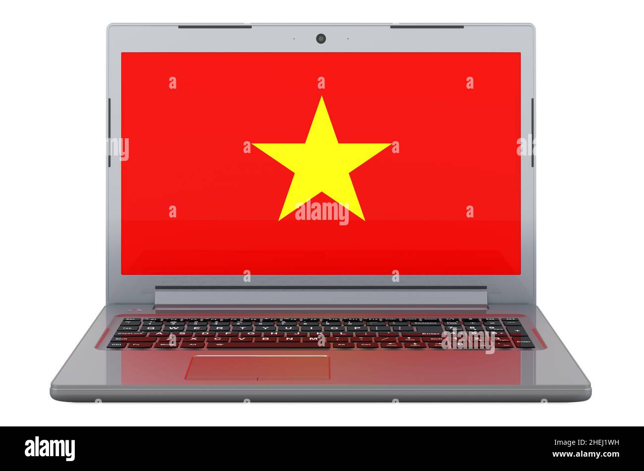 Vietnamese flag on laptop screen. 3D illustration isolated on white ...