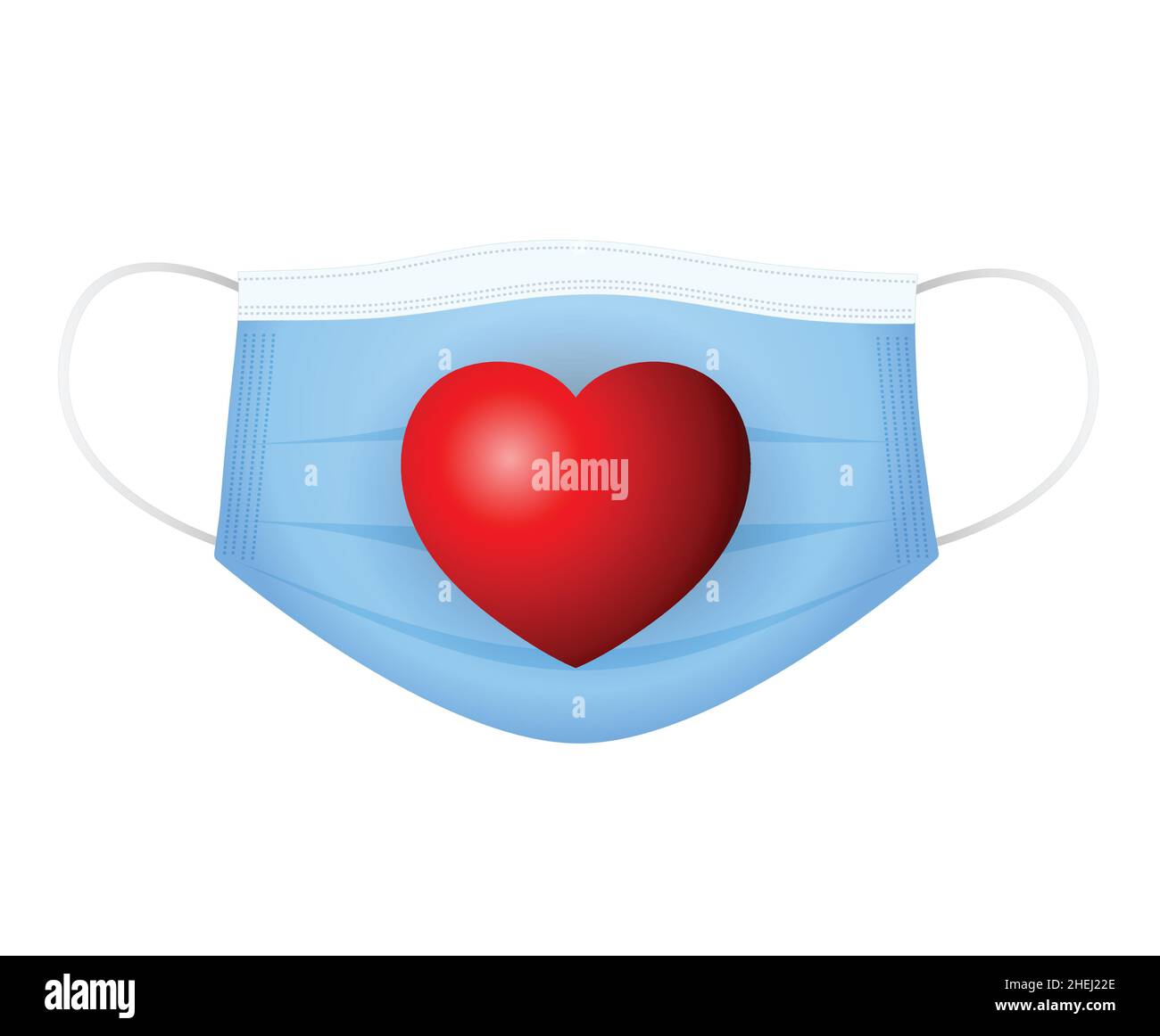 Mask and heart vector illustration isolated on white background ...