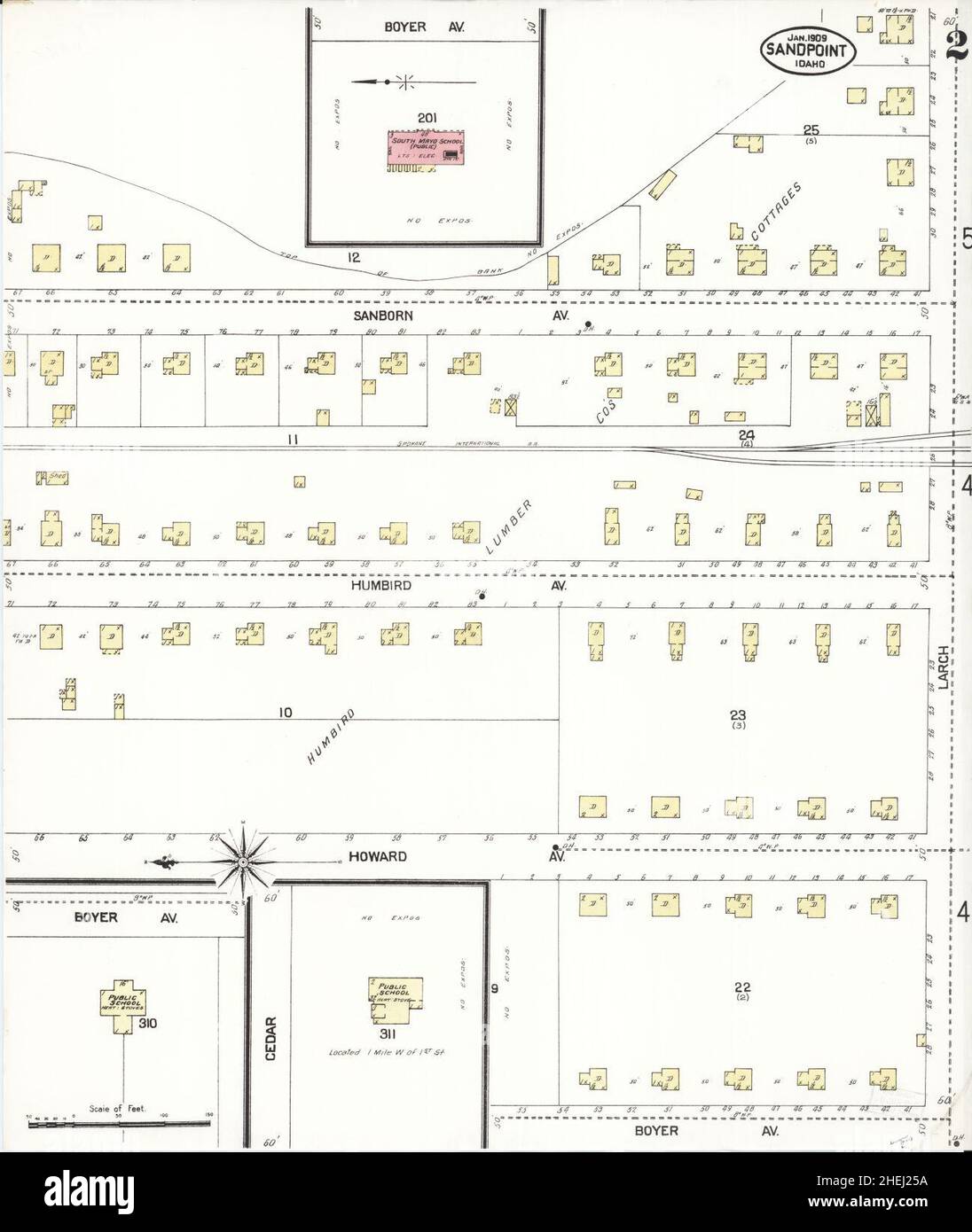 Sanborn Fire Insurance Map from Sandpoint, Bonner County, Idaho Stock ...