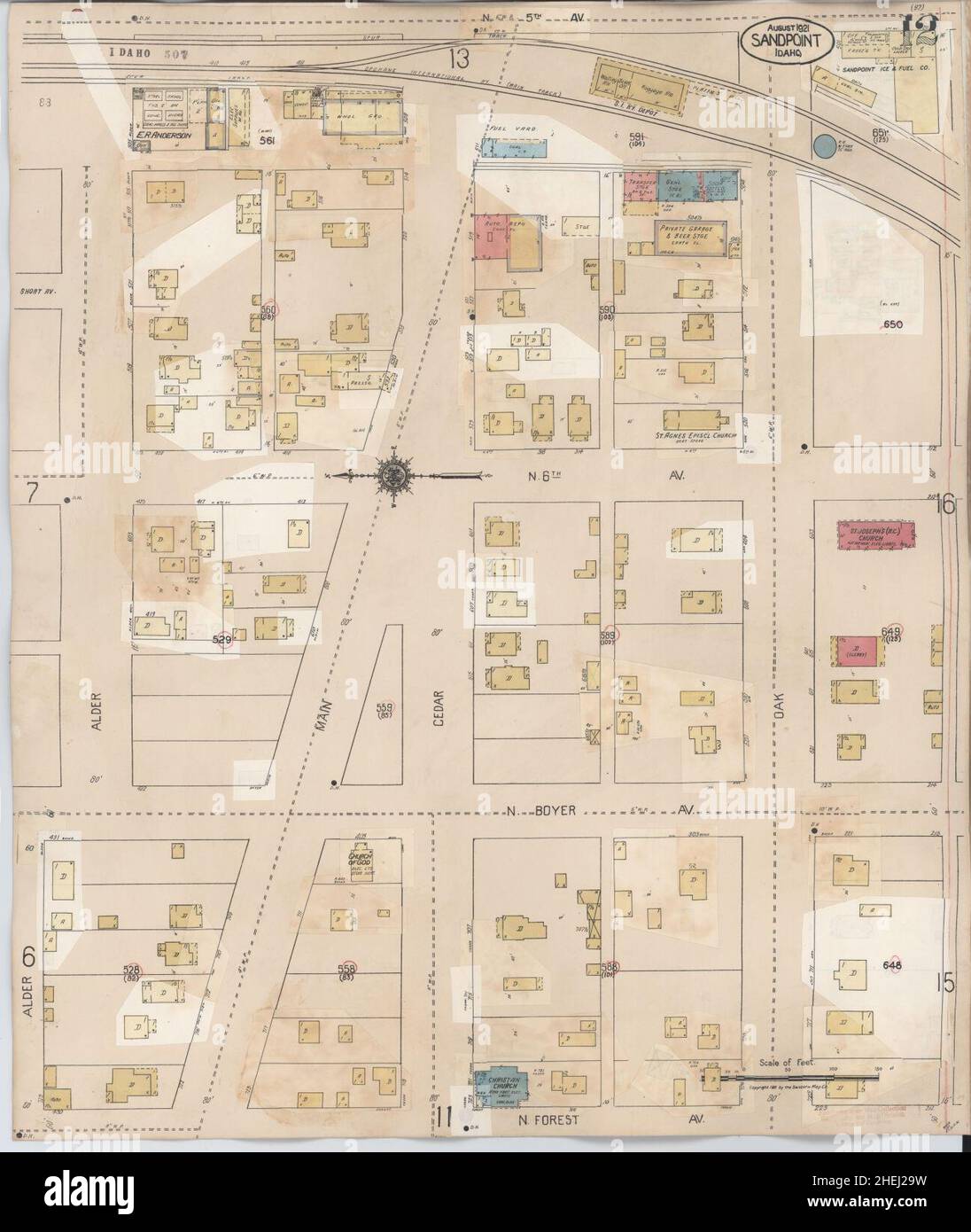 Sanborn Fire Insurance Map from Sandpoint, Bonner County, Idaho Stock ...