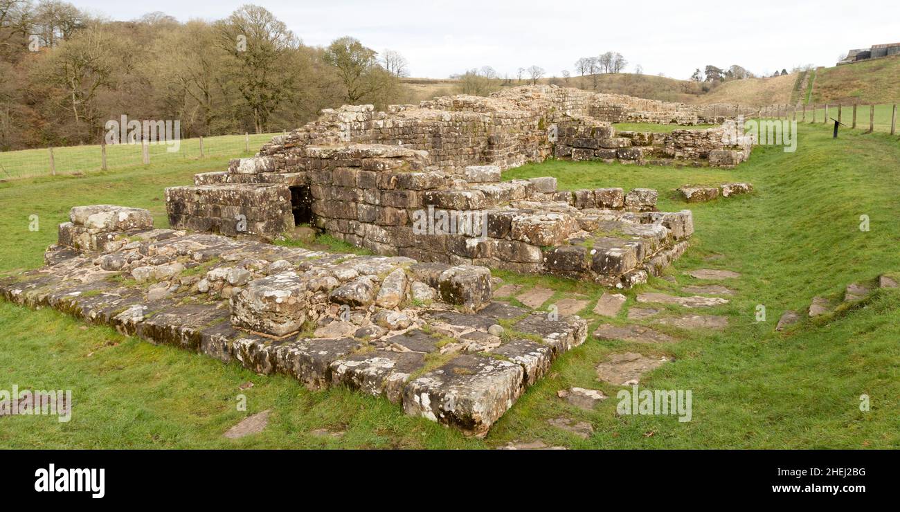Ruins of the Roman Bridge at Willowford on Hadrian's Wall in Cumbria ...