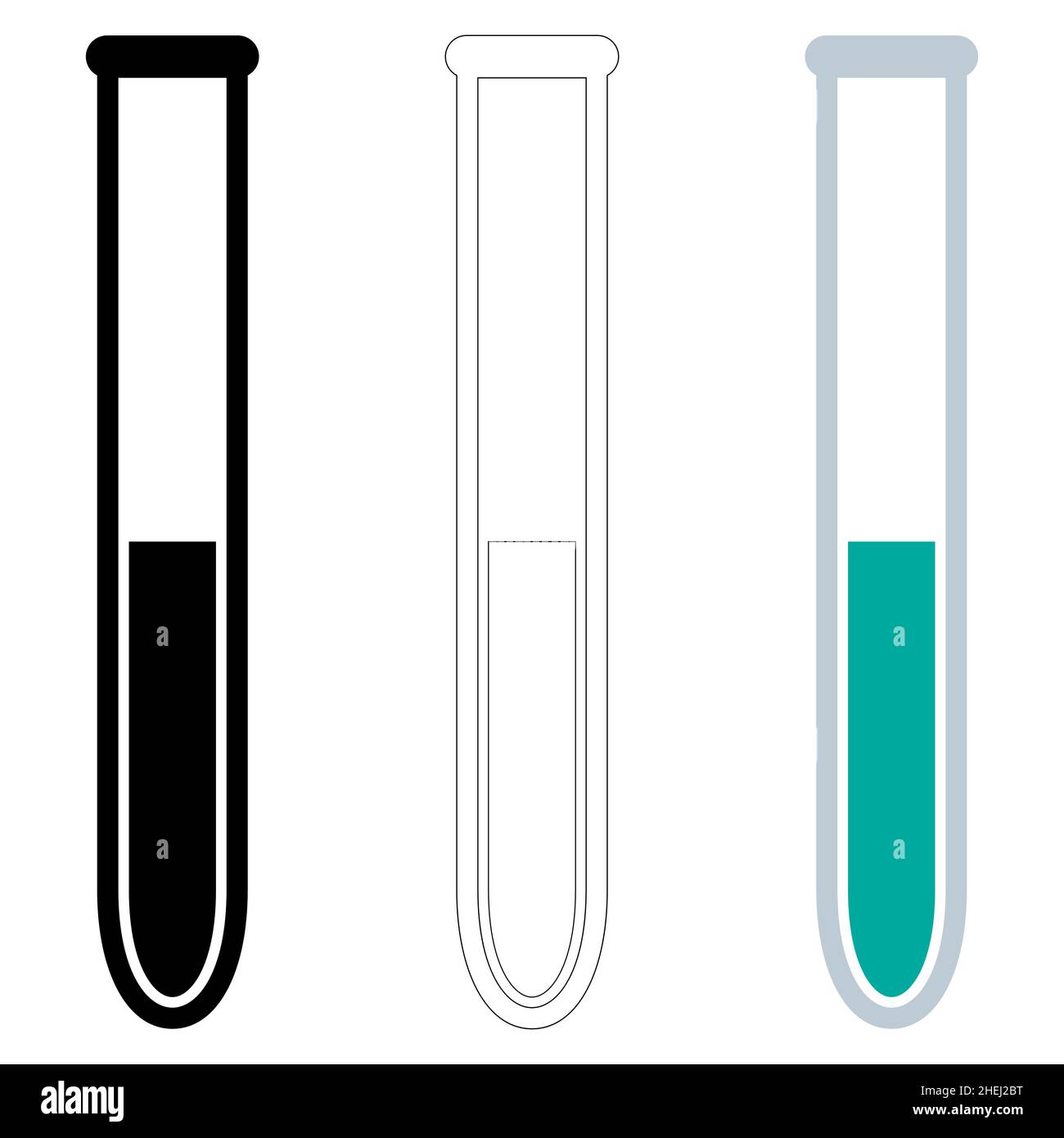 Chemical test tubes vector icons set of different types of flasks ...