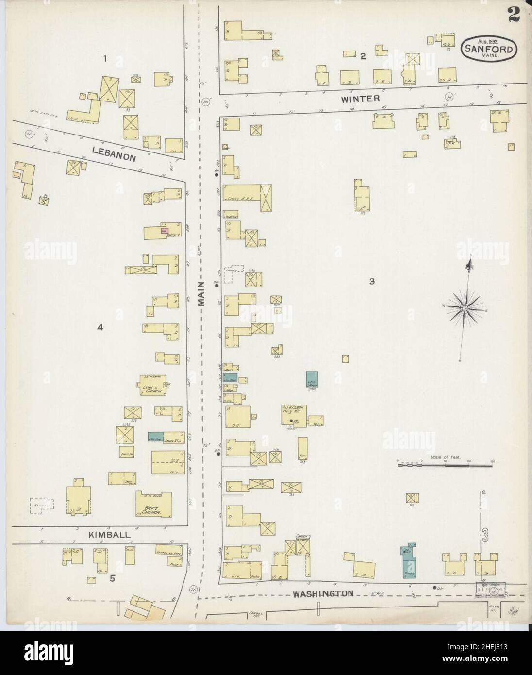 Sanborn Fire Insurance Map from Sanford, York County, Maine Stock Photo ...