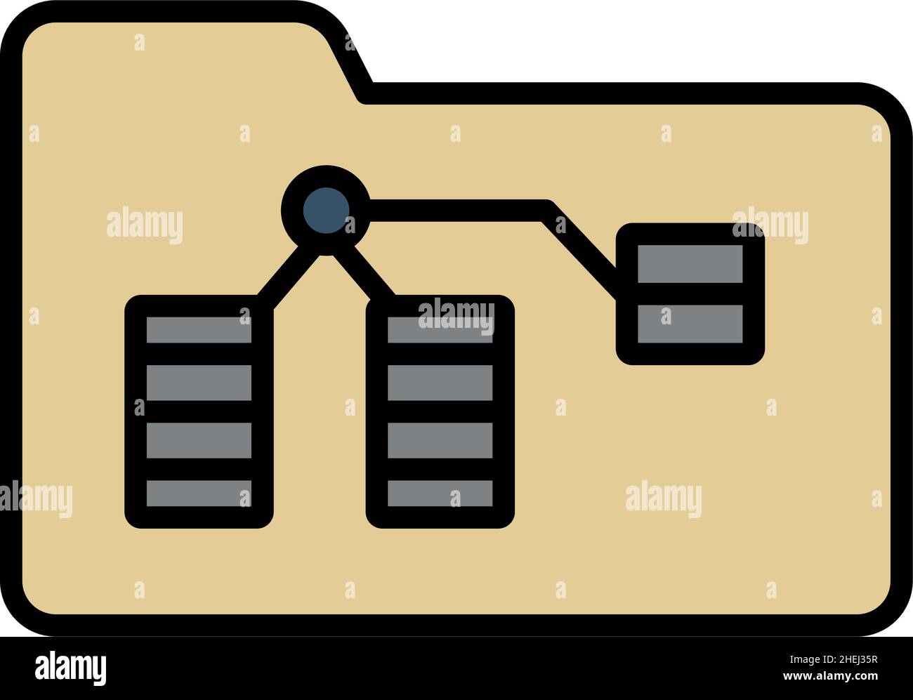 Folder Network Icon. Bold outline design with editable stroke width ...