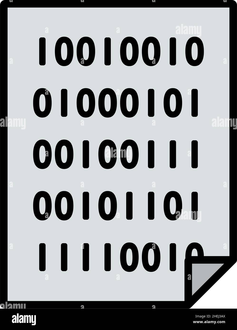 Sheet With Binary Code Icon. Bold outline design with editable stroke width. Vector Illustration ...
