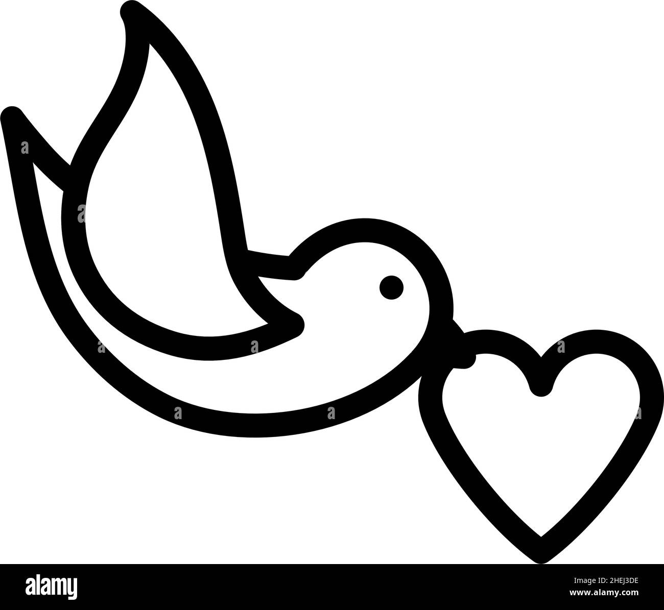 Dove With Heart Icon. Bold outline design with editable stroke width ...