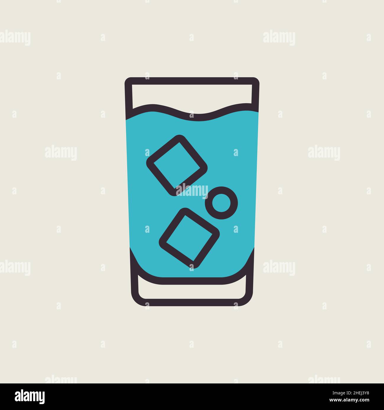 Glass of water with ice vector flat icon. Graph symbol for cooking web ...