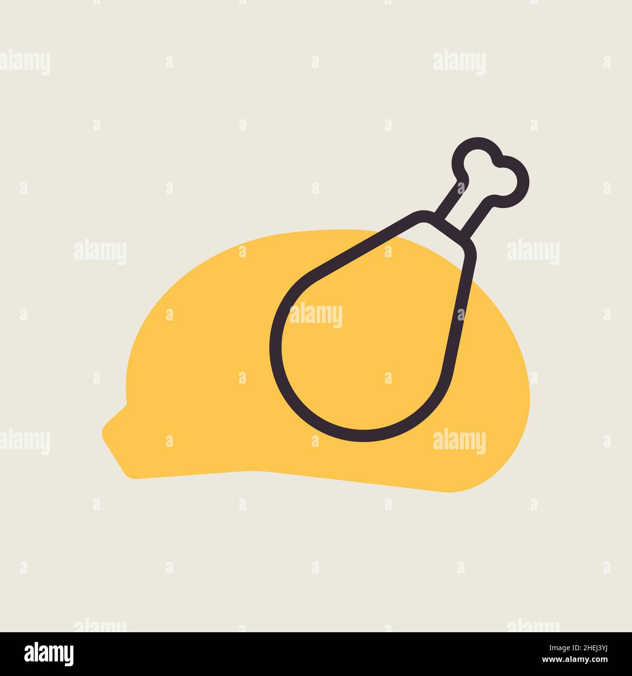 Whole roast chicken vector flat icon food meat. Barbecue and bbq grill ...