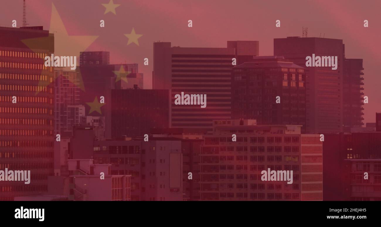 China cityscape flag hi-res stock photography and images - Alamy