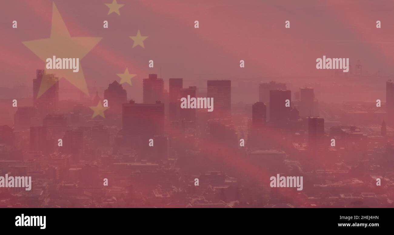Image of flag of china over cityscape Stock Photo - Alamy