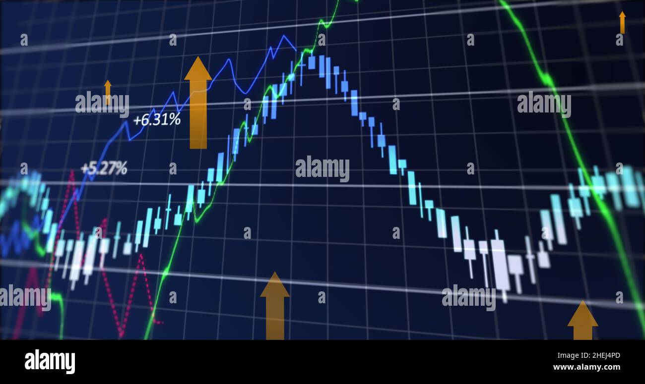 Image of arrows over financial data processing Stock Photo - Alamy
