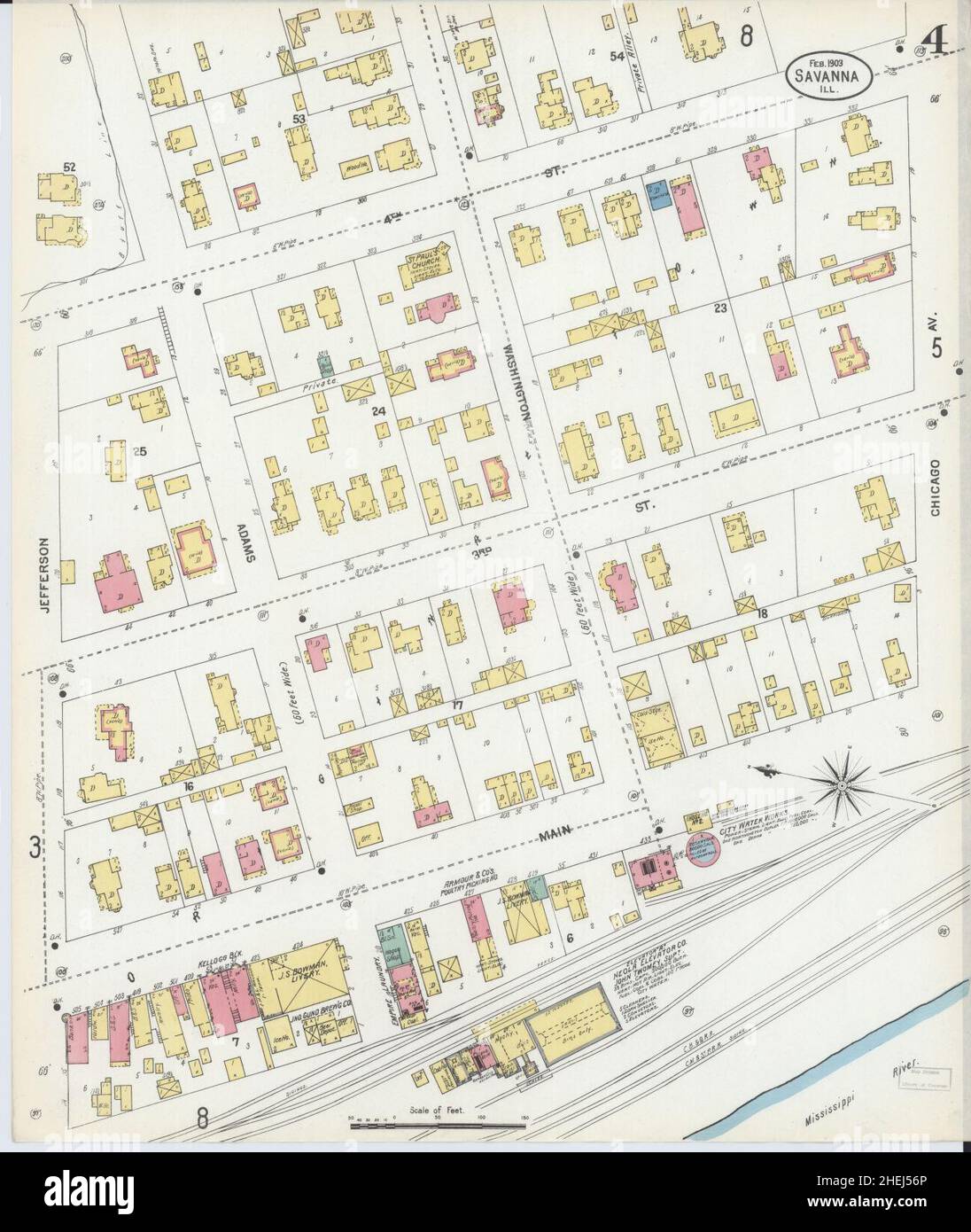 Sanborn Fire Insurance Map from Savanna, Carroll County, Illinois Stock ...