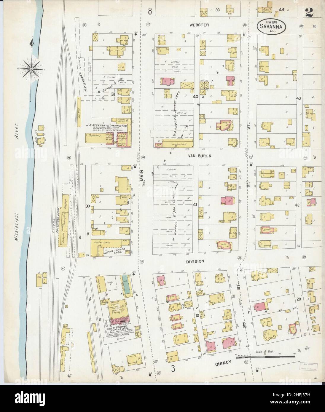 Sanborn Fire Insurance Map from Savanna, Carroll County, Illinois Stock ...