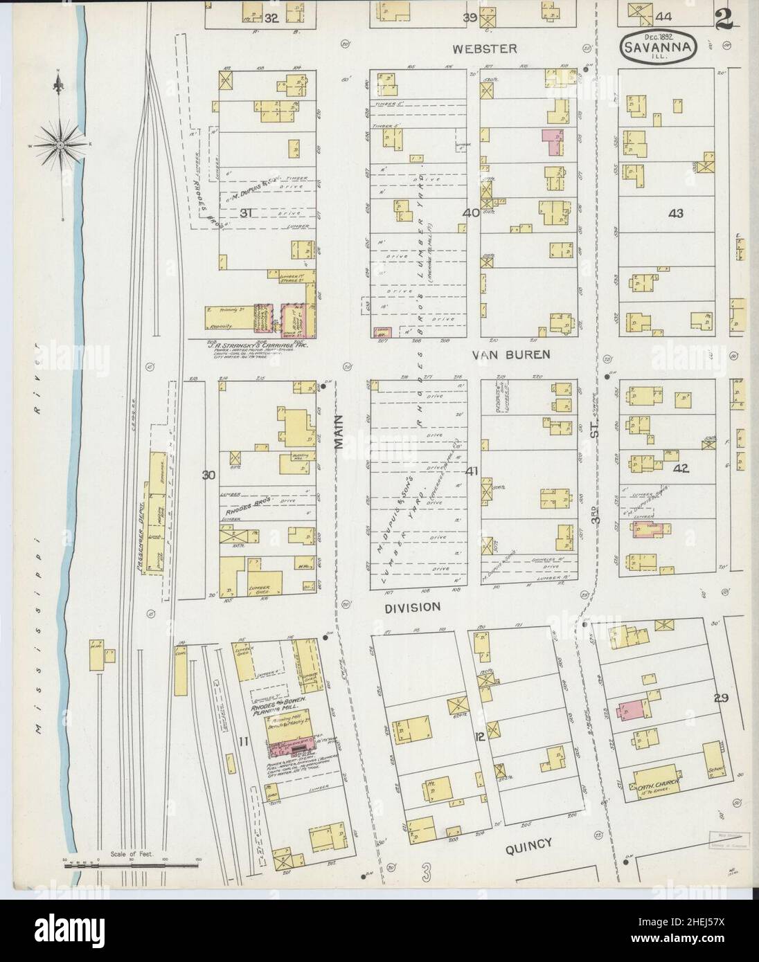 Sanborn Fire Insurance Map from Savanna, Carroll County, Illinois Stock ...