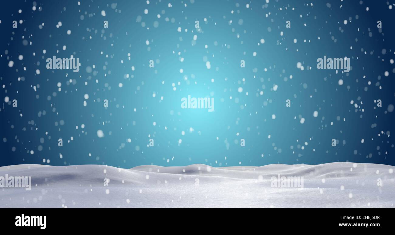 Image of snow falling over christmas decoration with baubles Stock ...