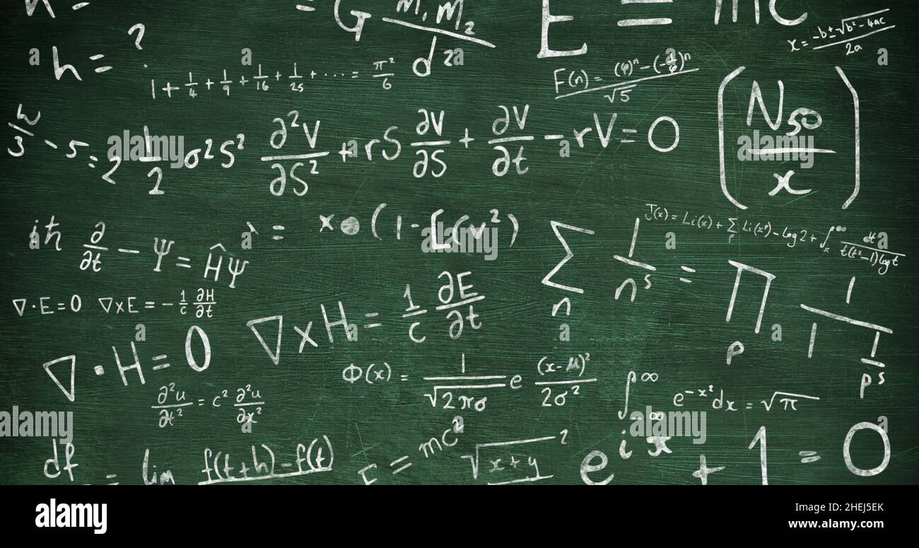 Image of maths in white text over chalkboard with maths equations in ...