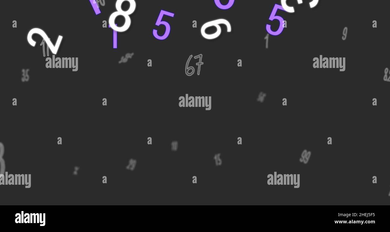 Digital image of multiple changing numbers floating against grey background Stock Photo - Alamy
