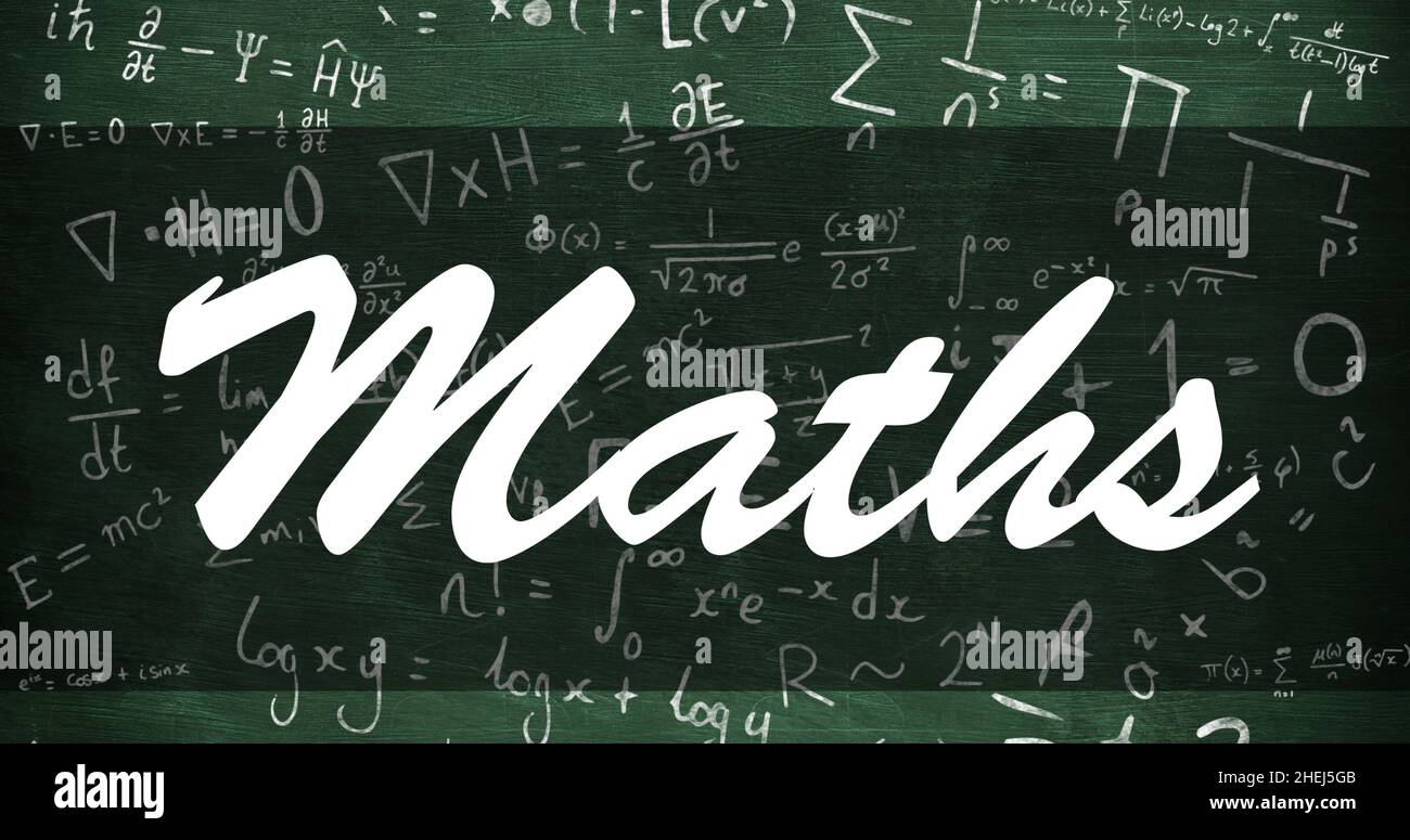 Image of maths in white text over chalkboard with maths equations in ...