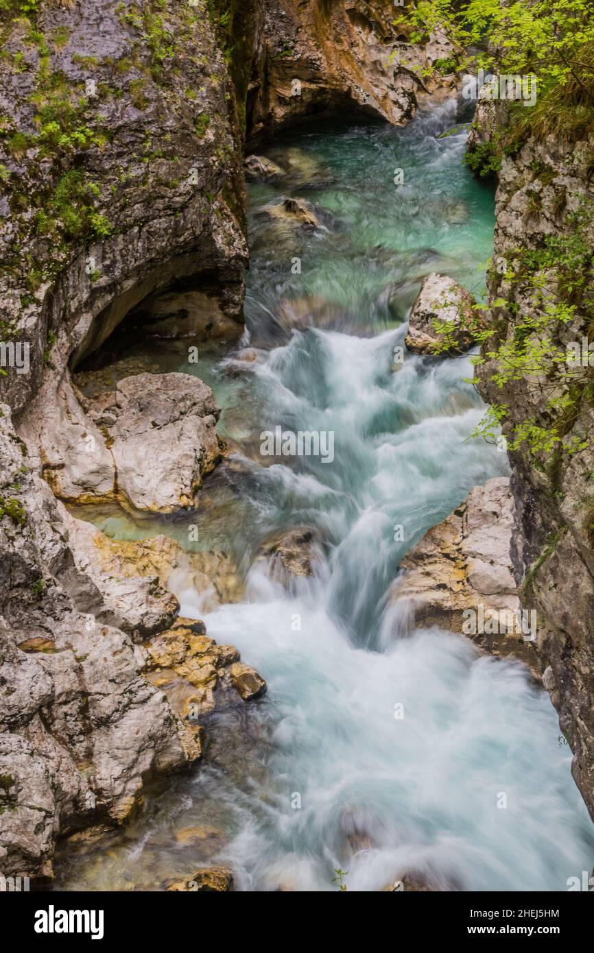 Soca river gorge near Bovec village, Slovenia Stock Photo - Alamy