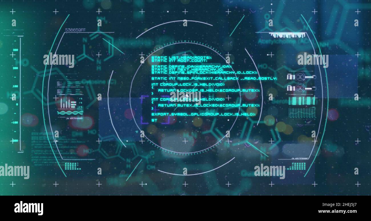 Image of scope scanning and chemical structural compounds data ...
