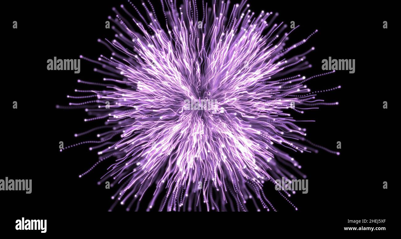 Digital image of purple light trail exploding against black background ...