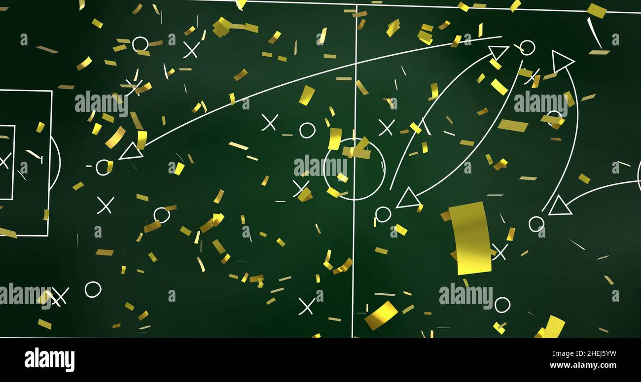 Image of confetti over game plan and sports field on board Stock Photo ...