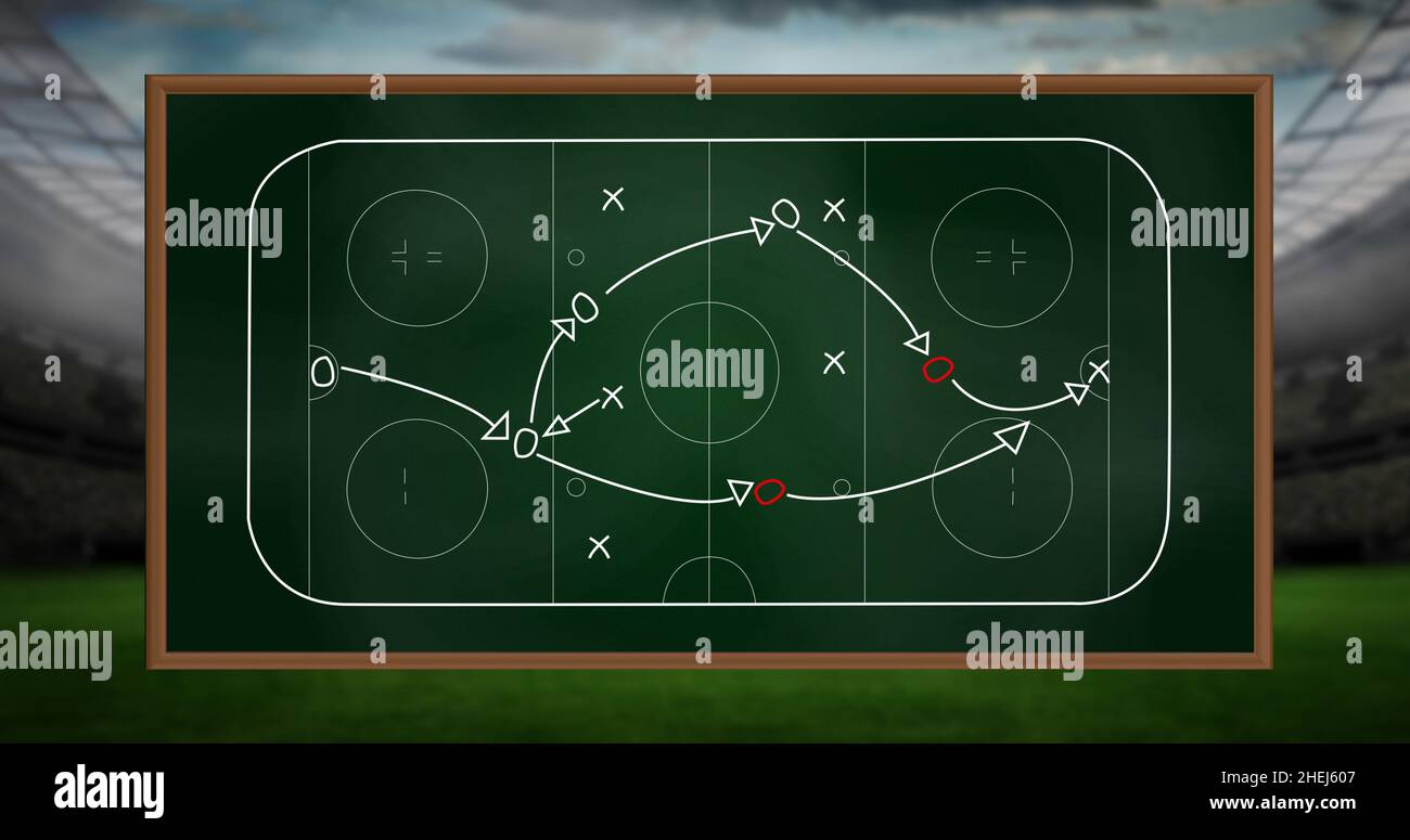 Image of game plan on board over sports stadium Stock Photo - Alamy