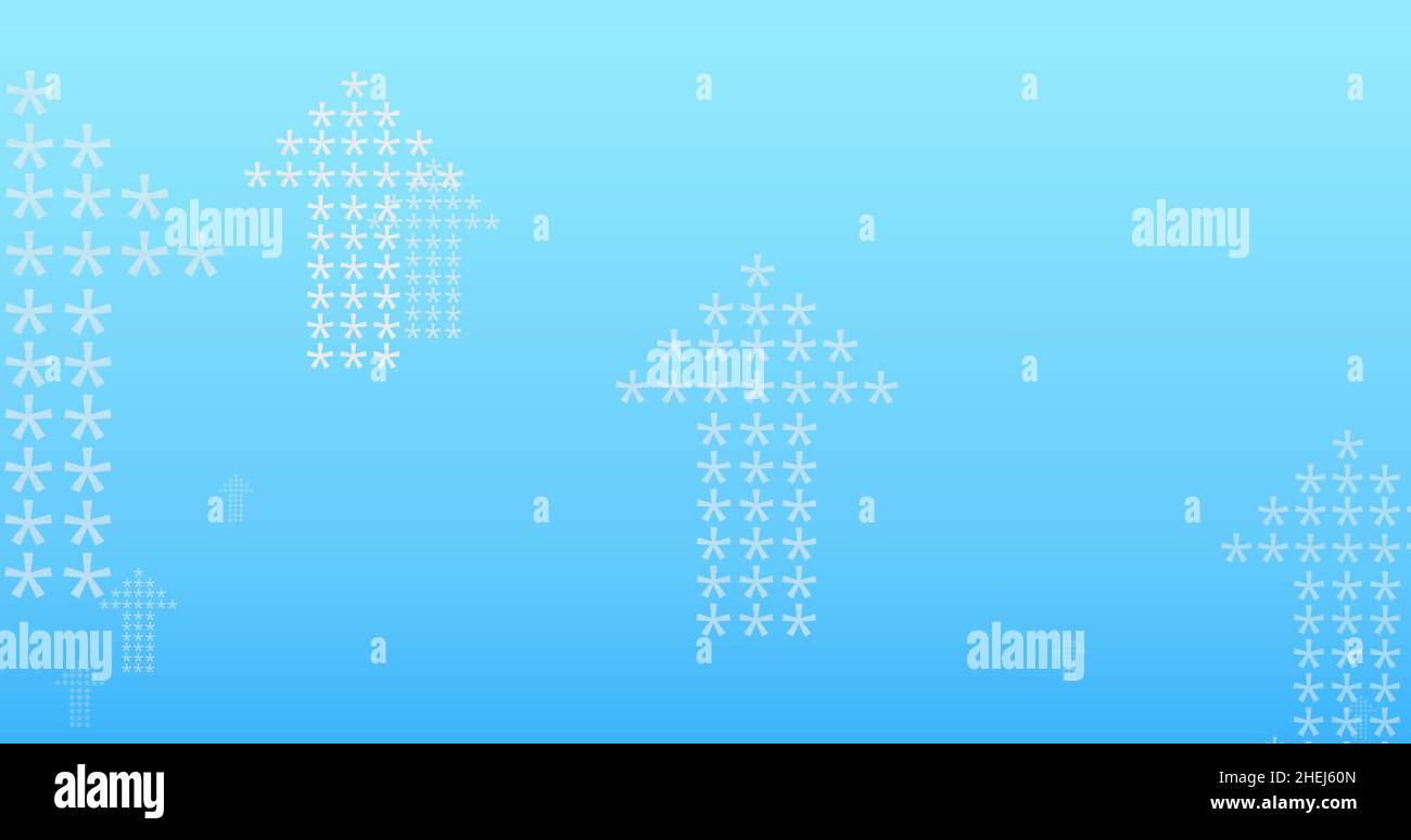 Image of multiple white arrows formed with asterisks pointing up on ...