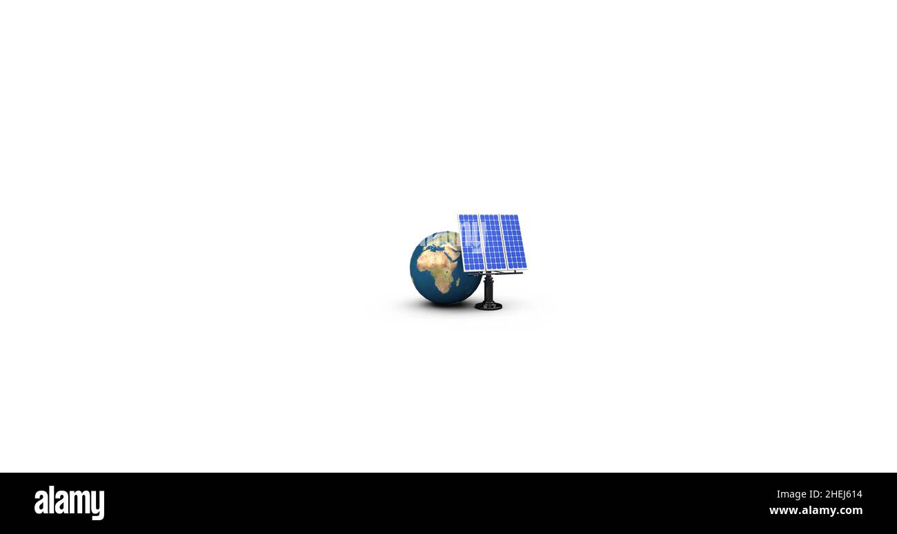 Image of globe with solar panels on white background Stock Photo - Alamy