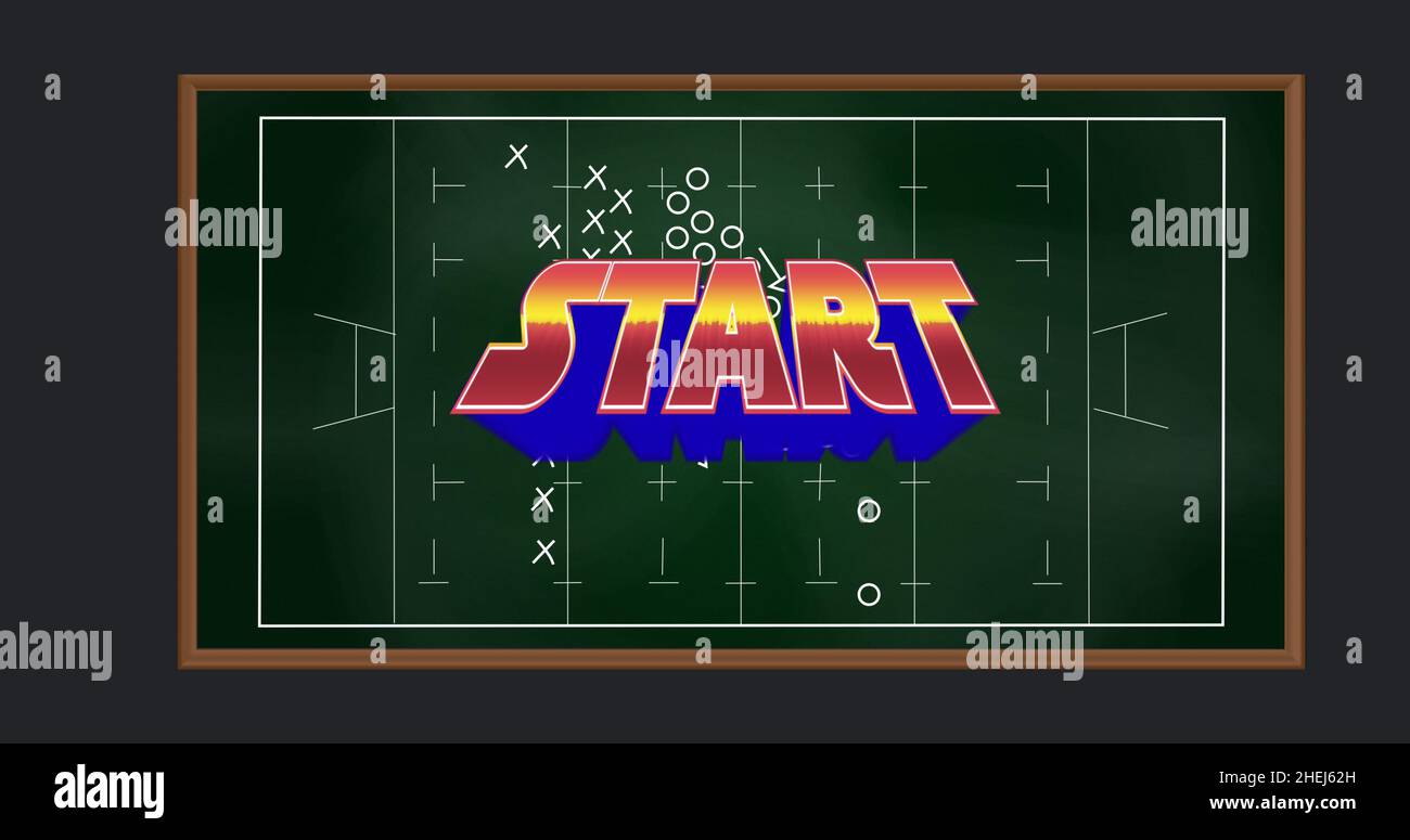Image of start text over game plan on board Stock Photo - Alamy