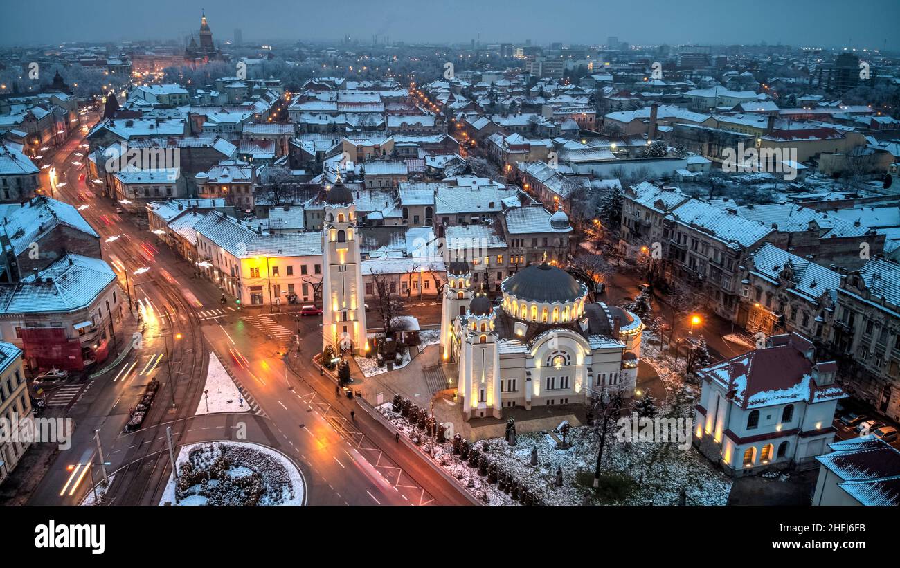 Aerial view of old western town in snow hi-res stock photography and ...