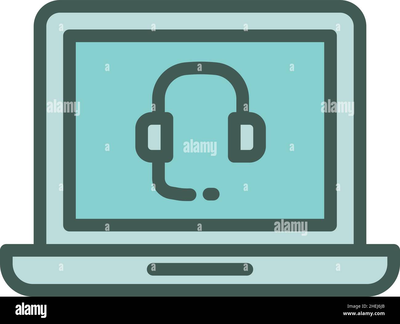 Call center laptop icon outline vector. Job work. Customer service ...