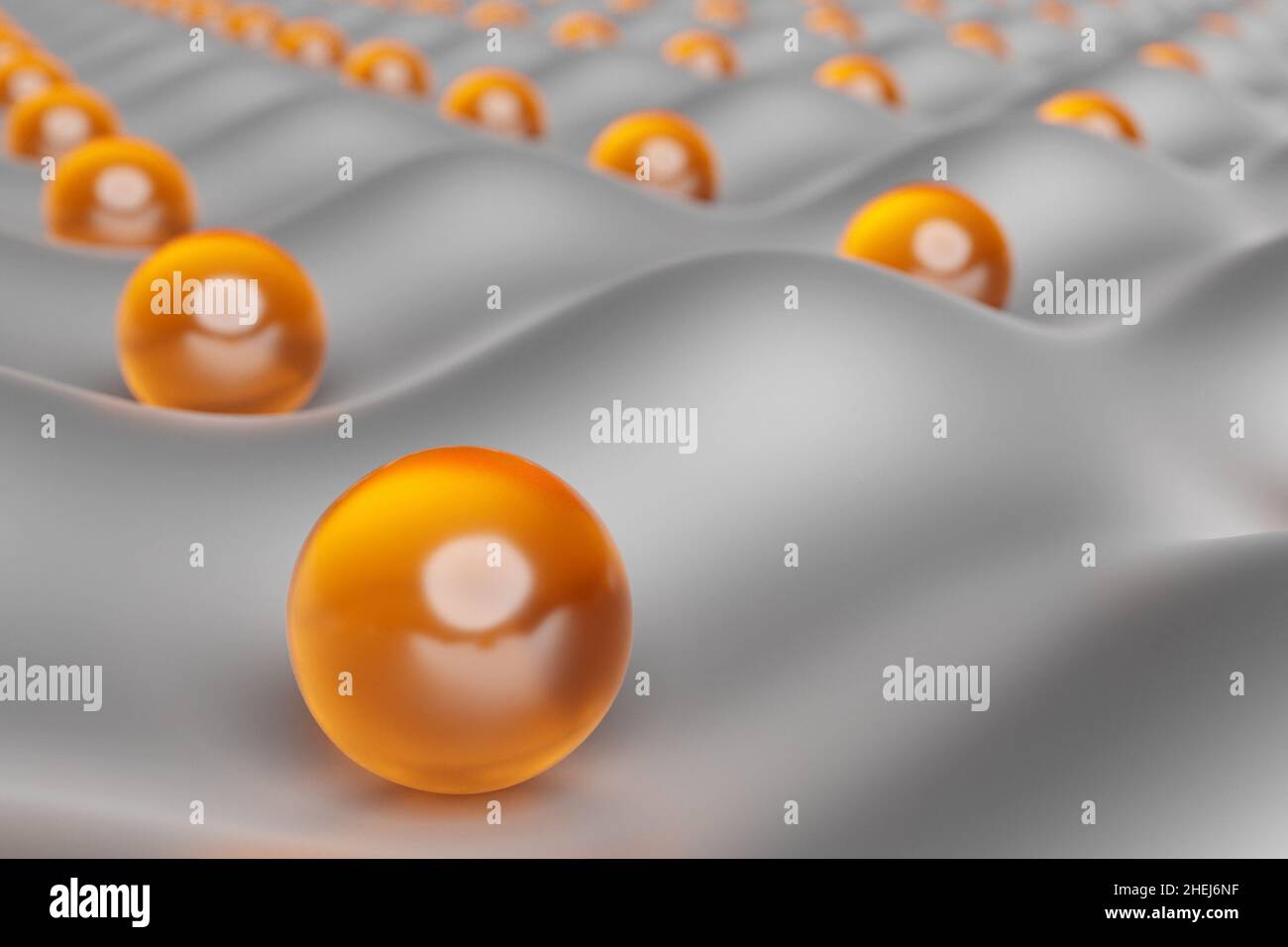 3d illustration of yellow circles.Set of shapes on monocrome background ...