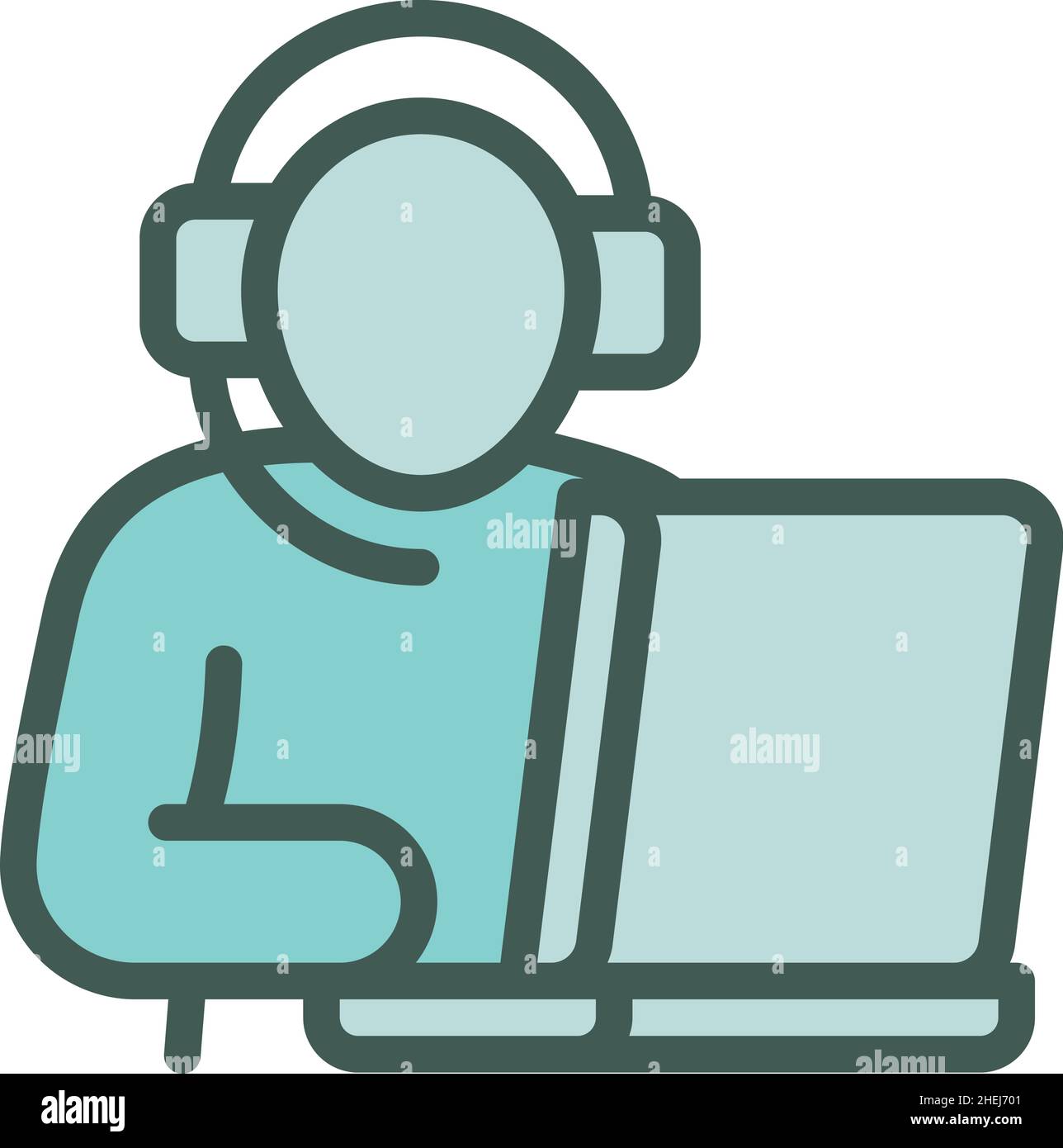 Call center work icon outline vector. Job service. Operator support ...