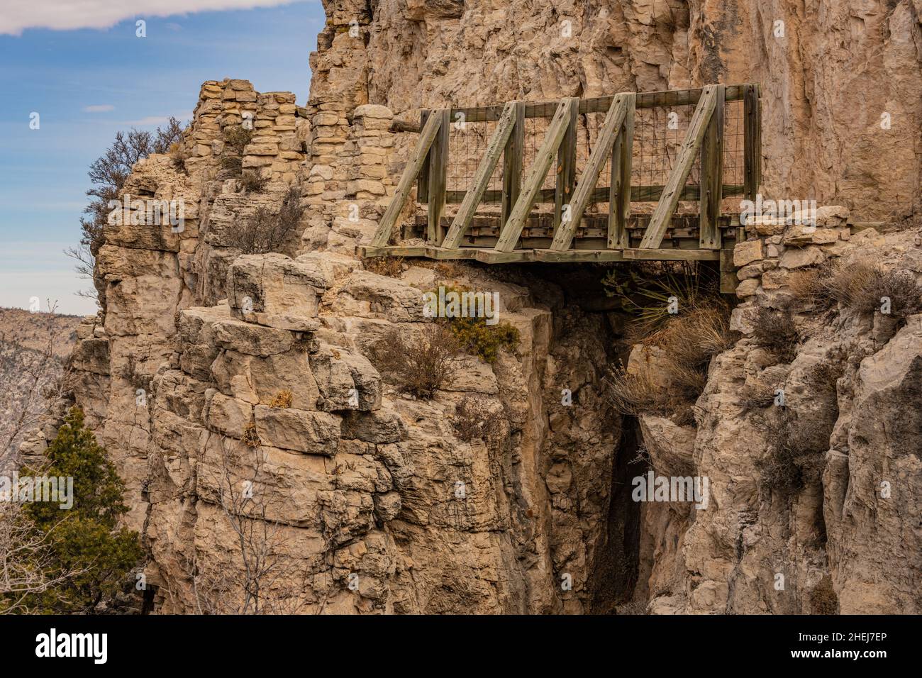 Bridge Over Cliff Section on Trail to Guadalupe Peak in Gudalupe ...