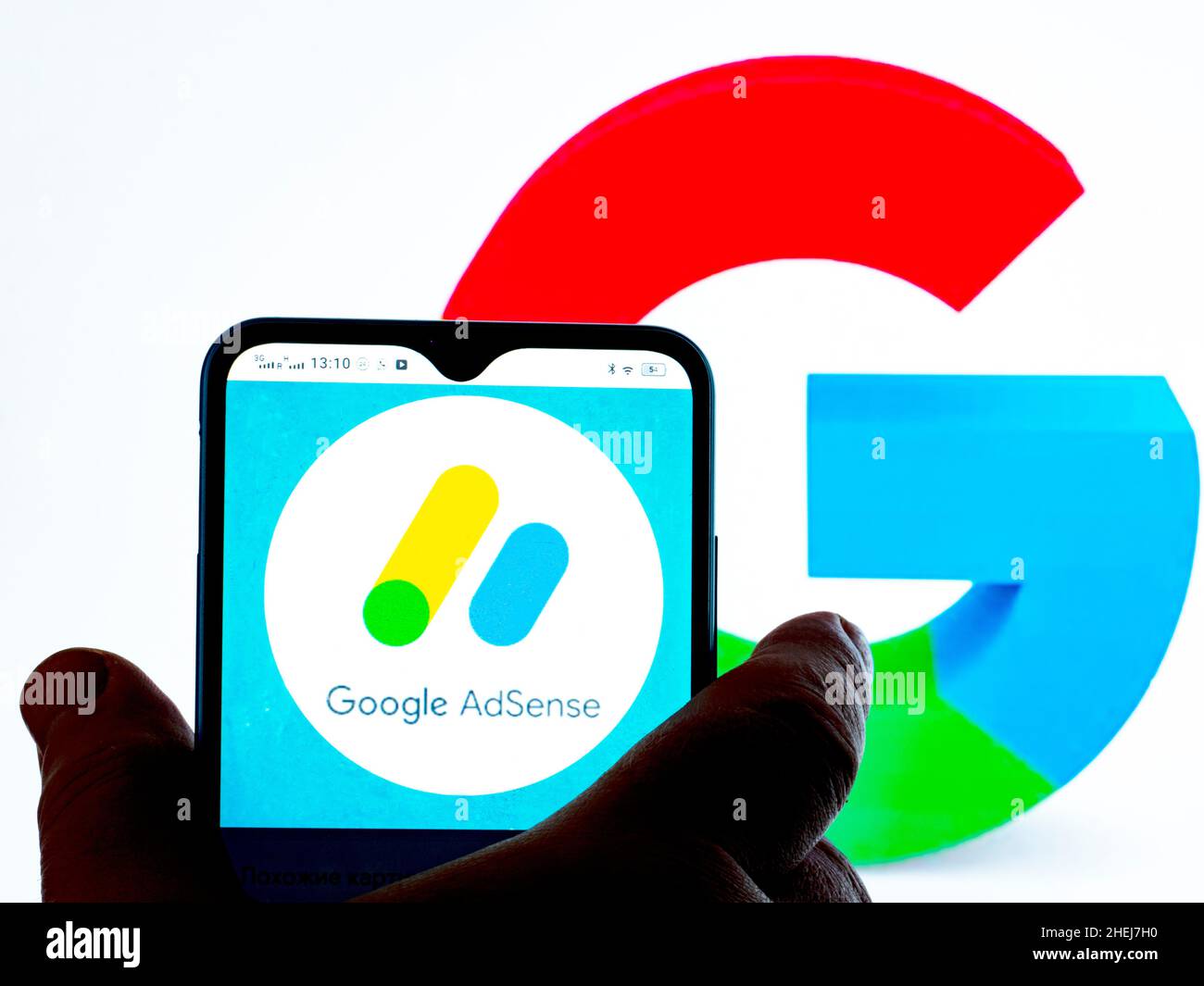 In this photo illustration Google AdSense logo seen displayed on a ...