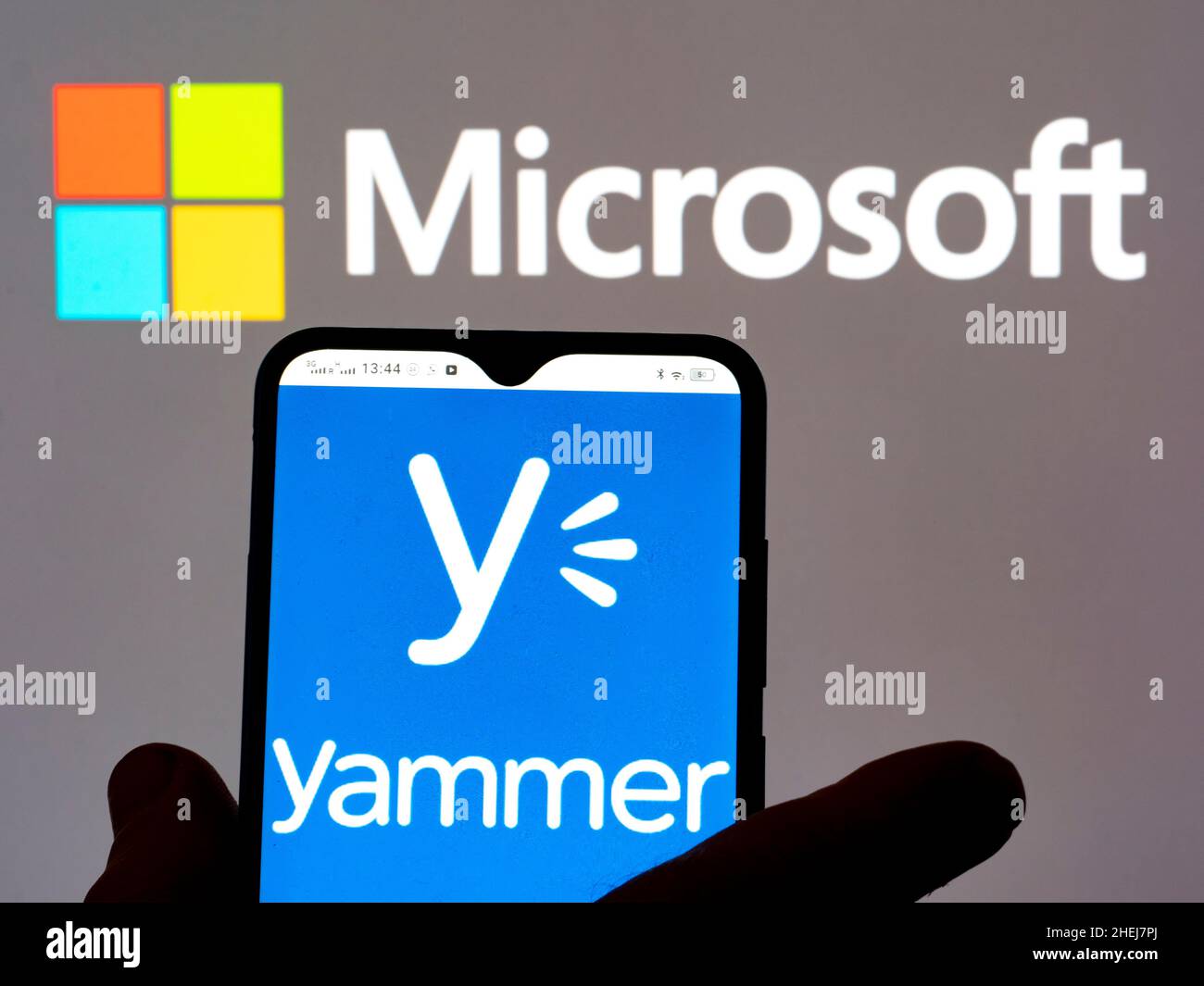 In this photo illustration Microsoft Yammer logo seen displayed on a ...