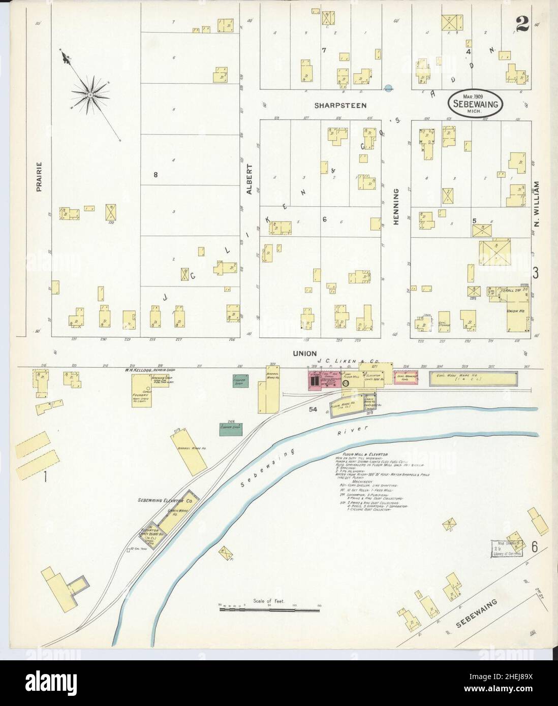 Sanborn Fire Insurance Map from Sebewaing, Huron County, Michigan Stock ...