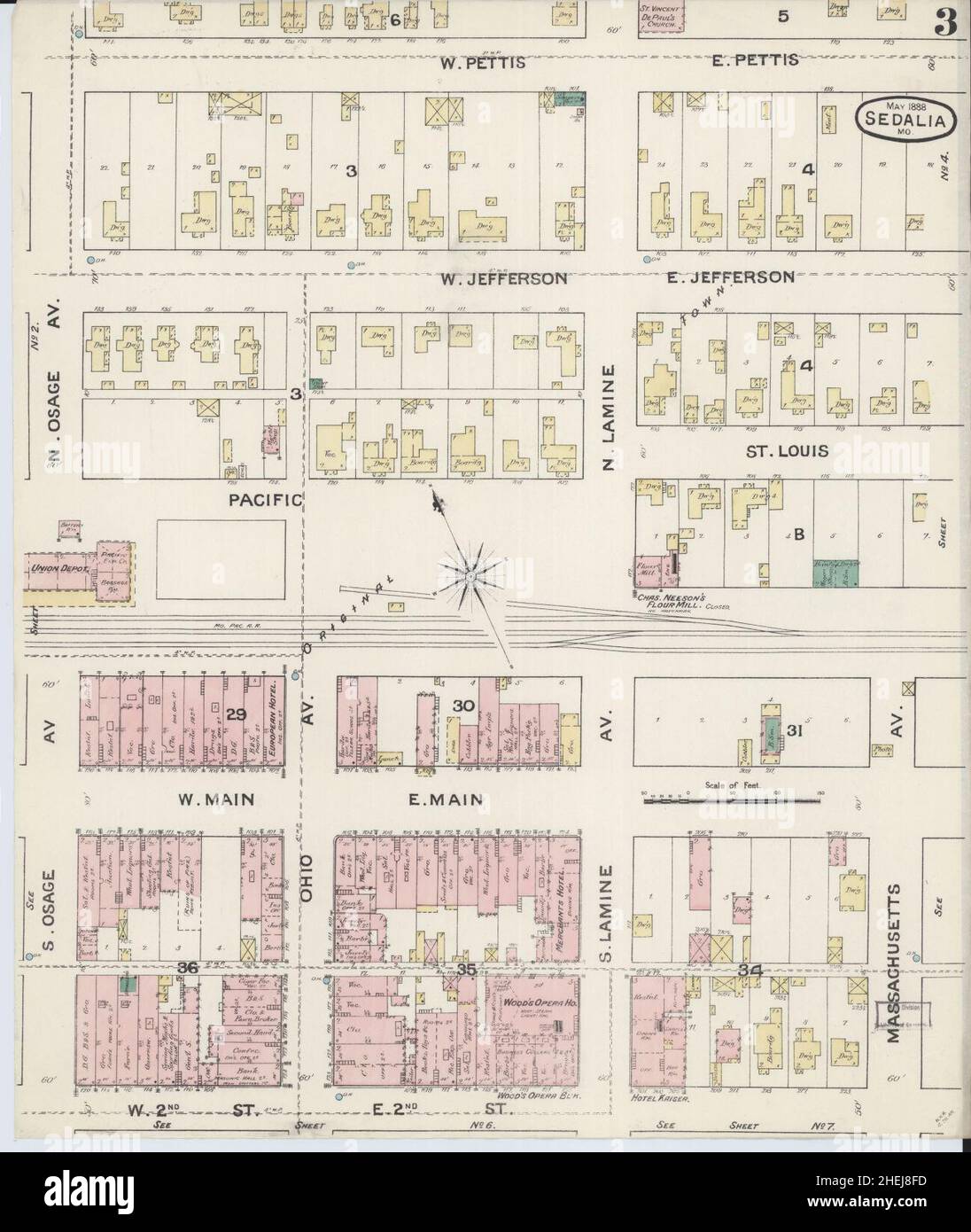 Sanborn Fire Insurance Map from Sedalia, Pettis County, Missouri Stock ...