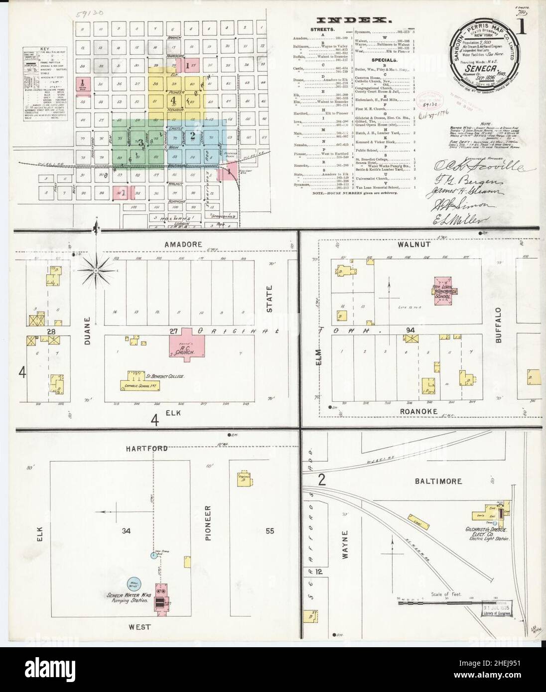 Sanborn Fire Insurance Map from Seneca, Nemaha County, Kansas Stock ...