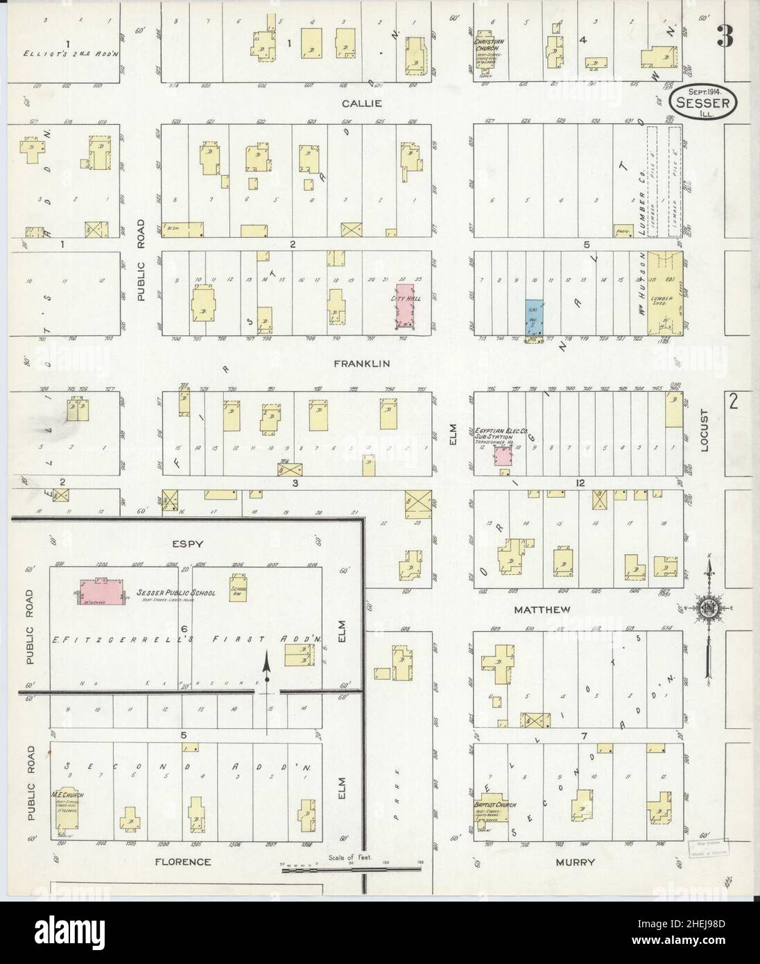 Sanborn Fire Insurance Map from Sesser, Franklin County, Illinois Stock ...