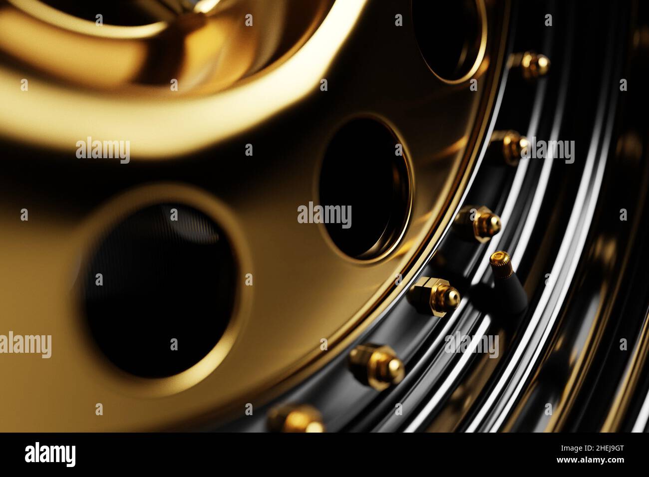 3d illustration close up of the car wheel with alloy wheel and new ...