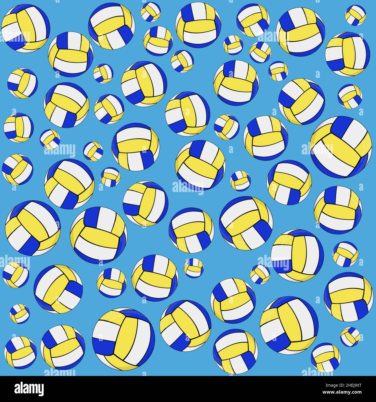 Pattern from volleyballs on a blue background. Background with sports ...