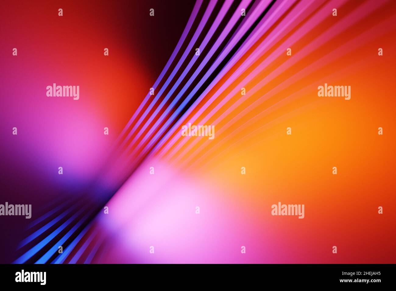 3d illustration of rainbow glowing color lines, soft focus. Musical ...