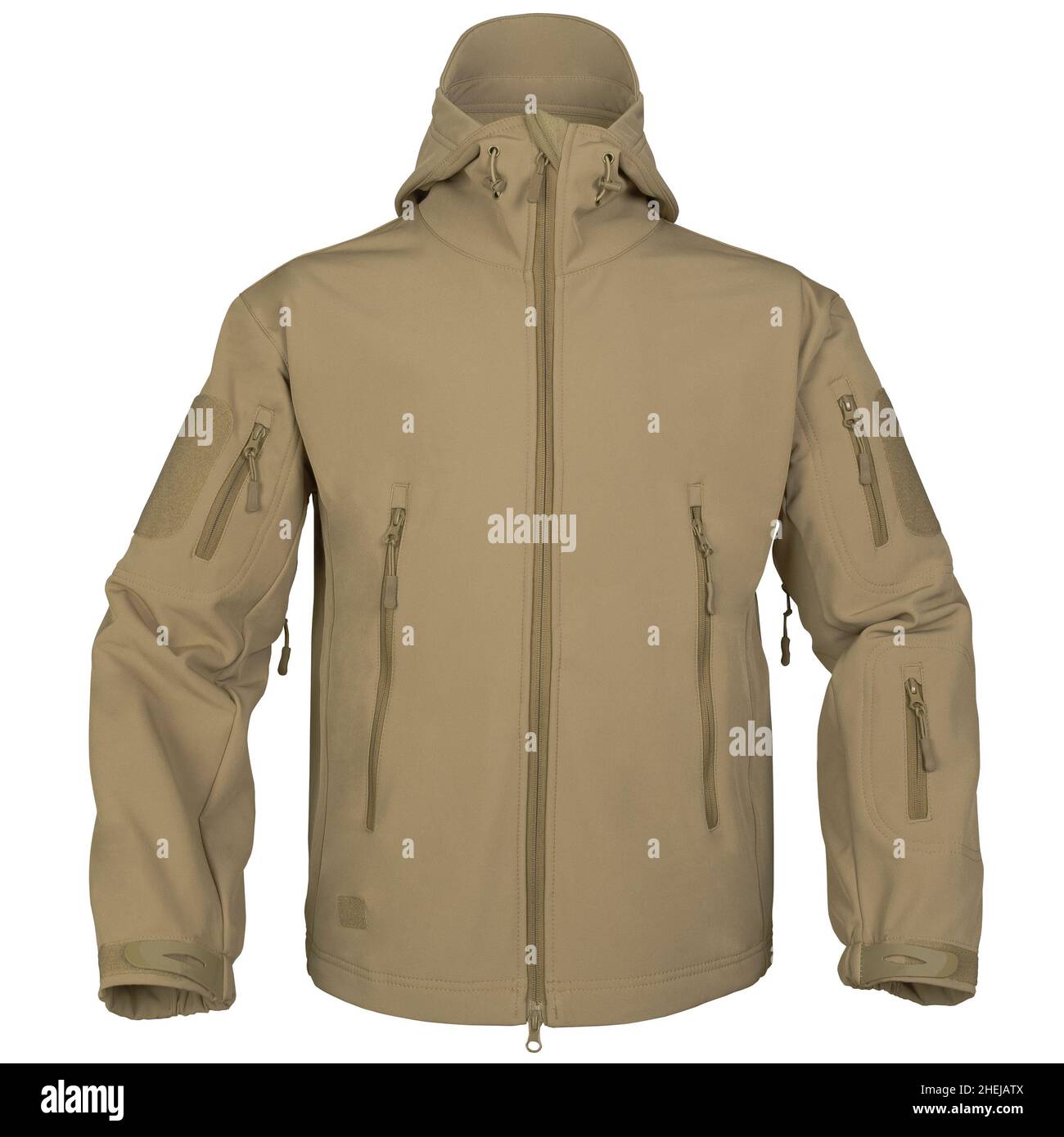 Sand tactic military jacket male isolated on white Stock Photo - Alamy