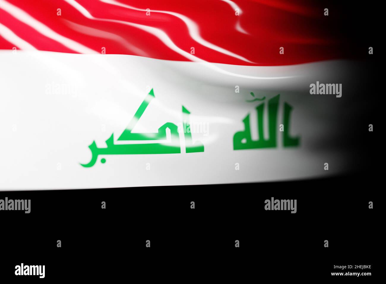 3D illustration of the national waving flag of Irak. Country symbol ...