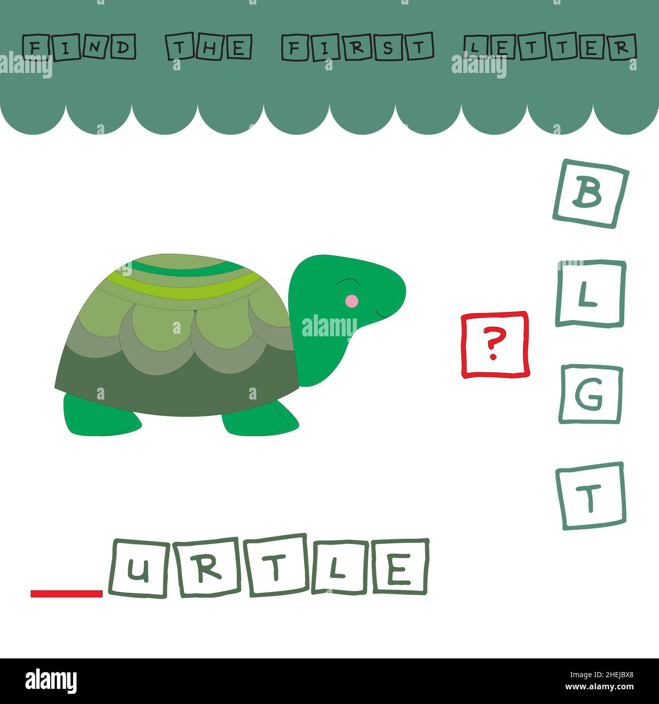 Find the first letter of the word TURTLE and connect. Educational game ...