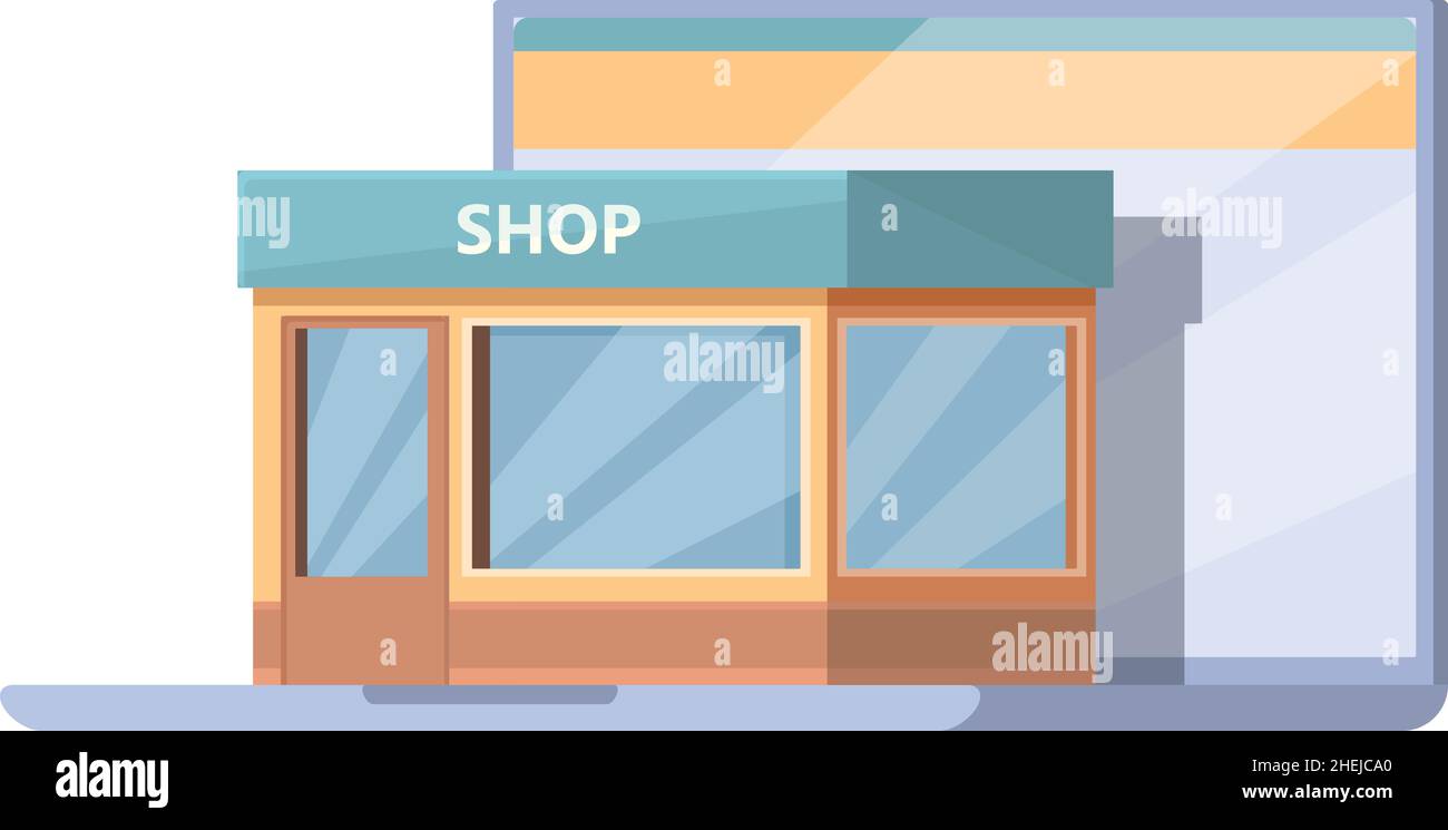 Online street shop icon cartoon vector. Sale store. Discount retail ...